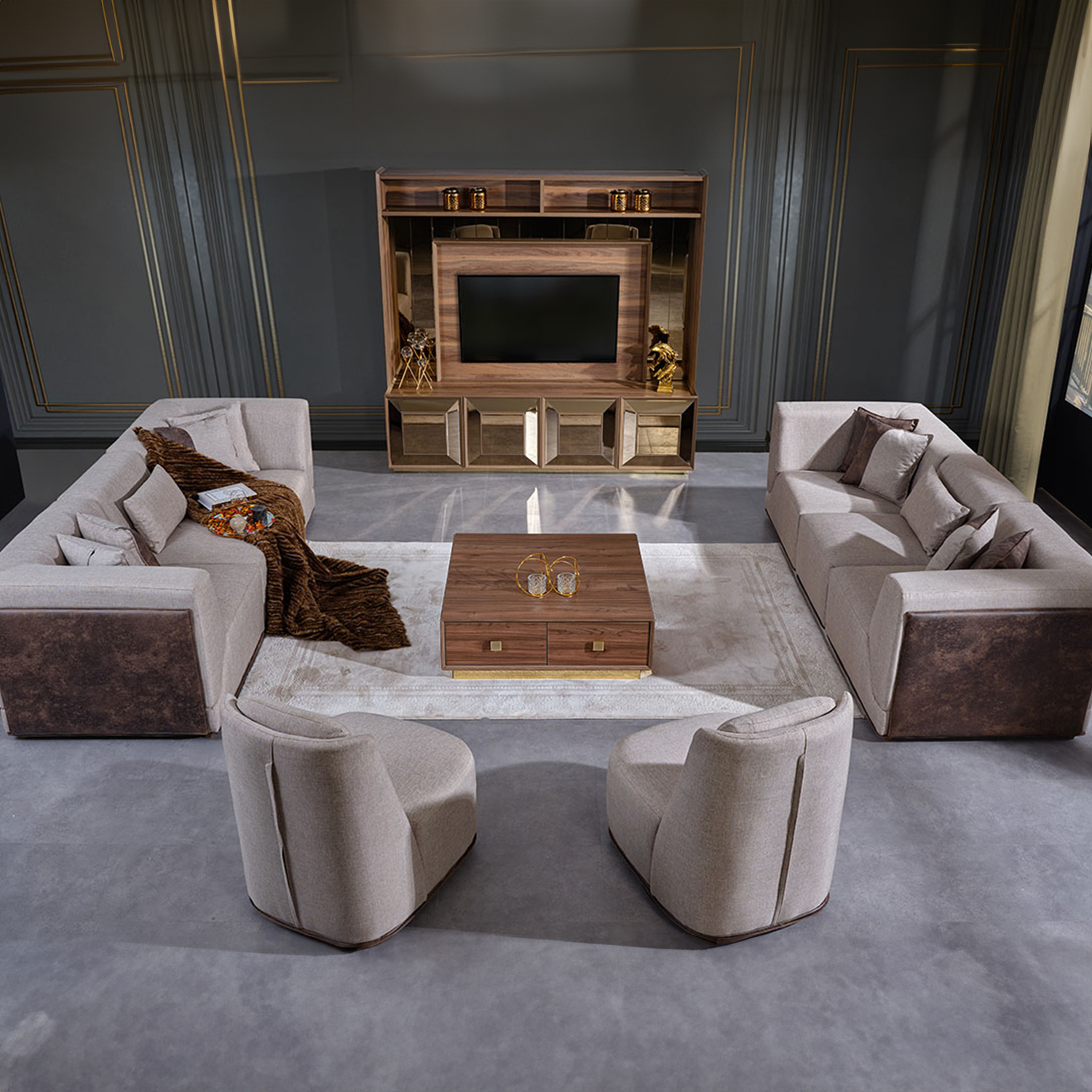 Soft Sofa Set 3+3+1+1 - asbar Furniture